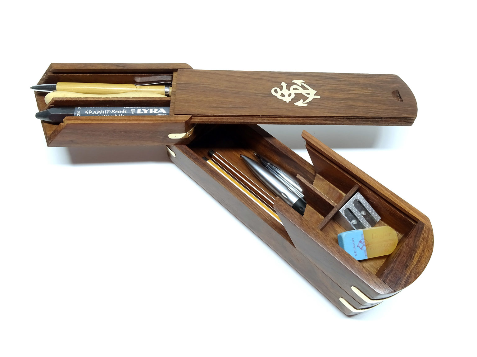 Maritime Stiftebox in Holz und Messing - Geschenke MAX